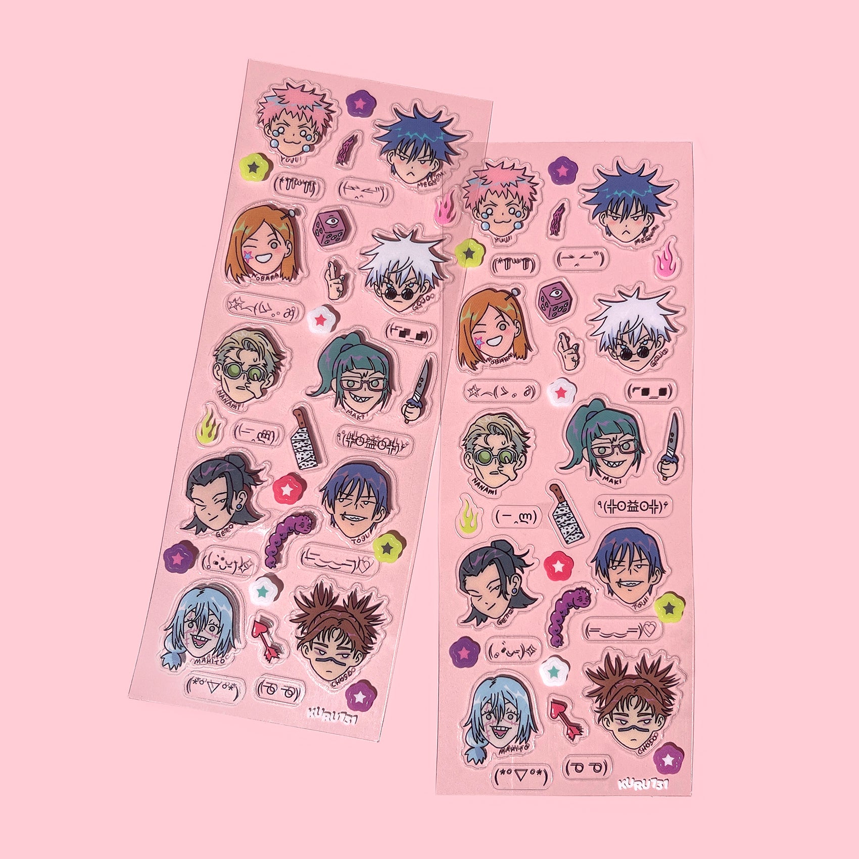 JJK Kaomoji Clear Sticker Sheet – kuru731